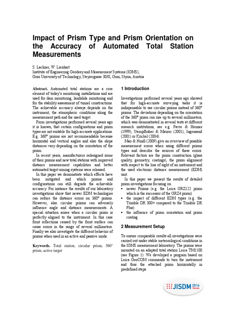 Impact of Prism Type and Prism Orientation On Accuracy of ATS ...