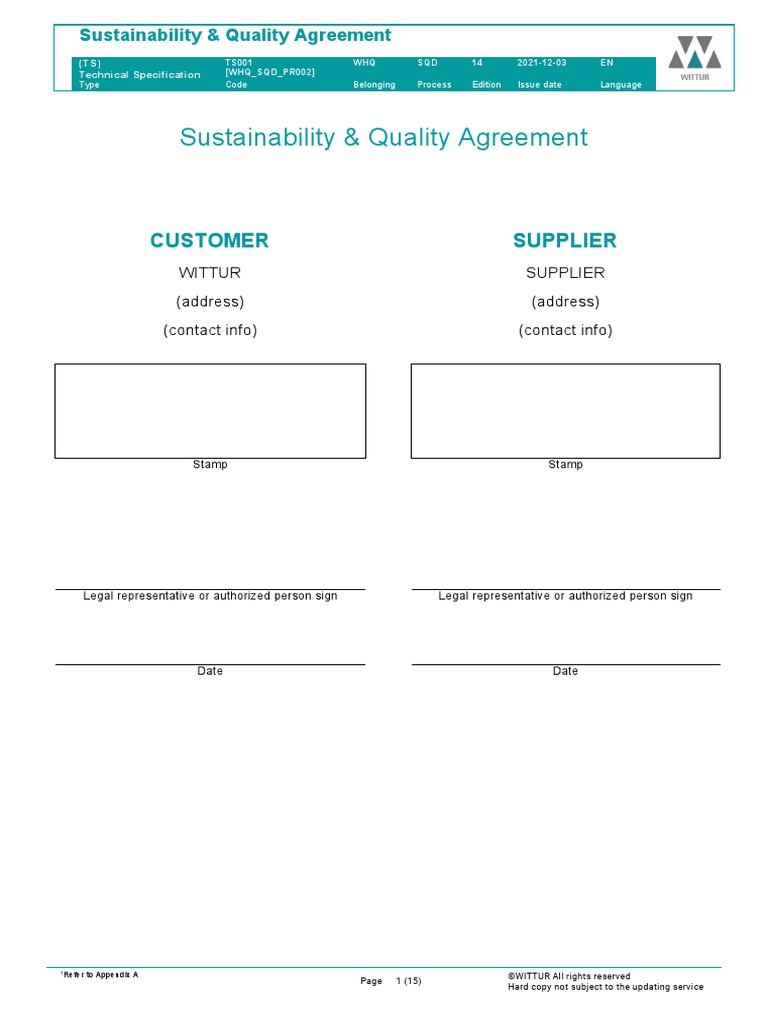 Quality Agreement WitturGroup | PDF | Supply Chain | Polystyrene