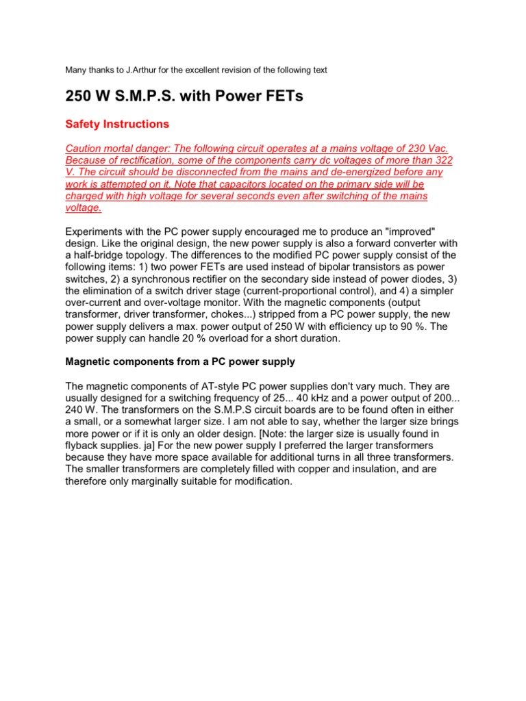 Smps | PDF | Power Supply | Rectifier