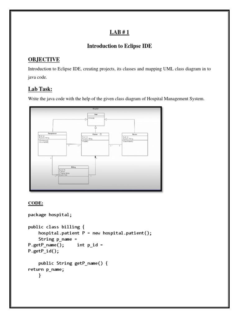Lab 1 Introduction To Eclipse Ide Objective Code Download Free Pdf