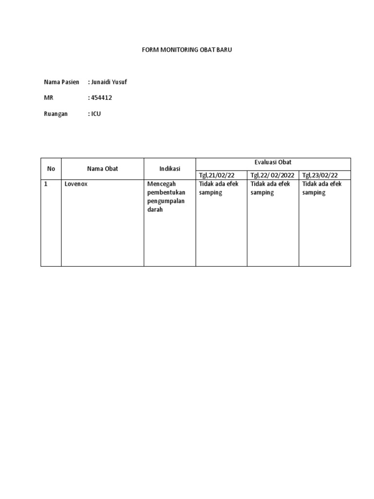 Monitoring Efektivitas Obat Pasien ICU | PDF