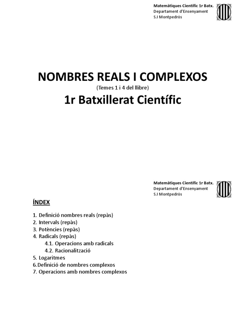 Nombres Reals I Complexos | PDF