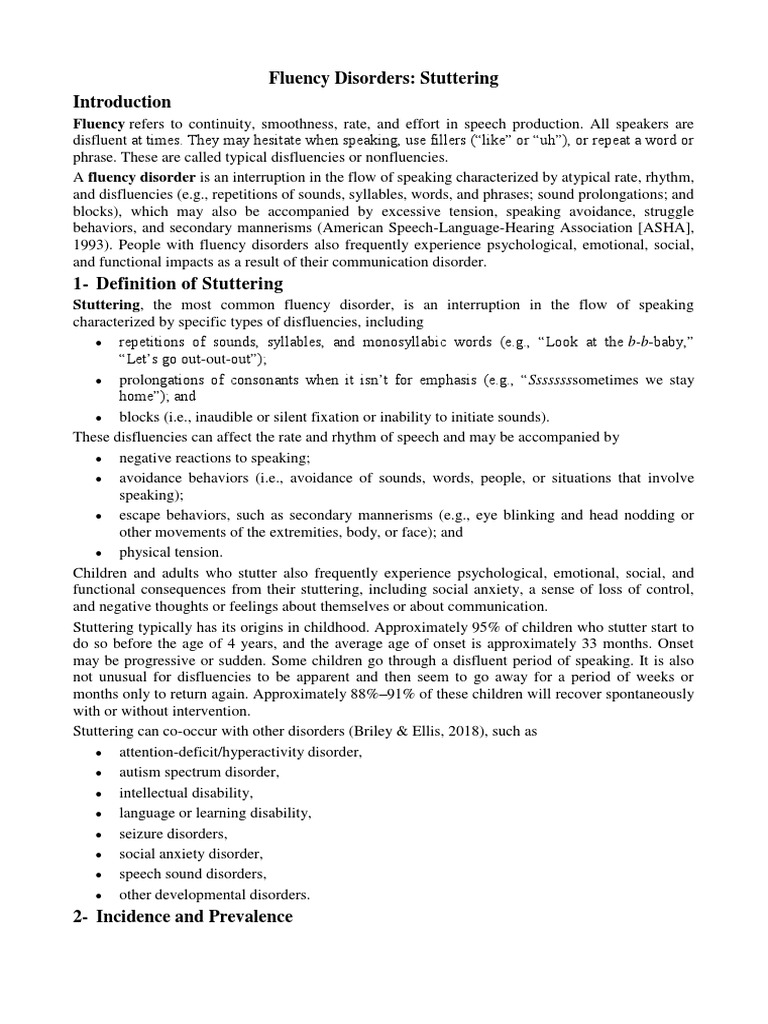 Stuttering Pdf Stuttering Mental Disorder