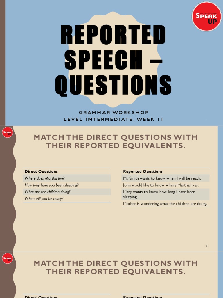 Reported Speech Questions | PDF