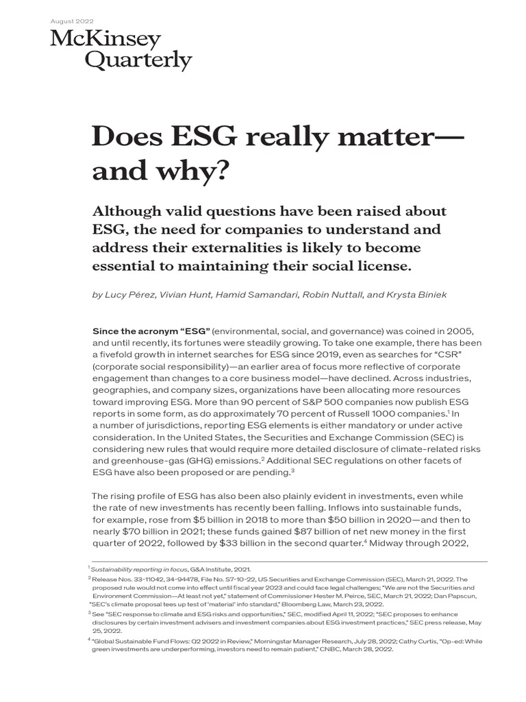 Does Esg Really Matter and Why VF | PDF | U.S. Securities And Exchange Commission | Corporate ...
