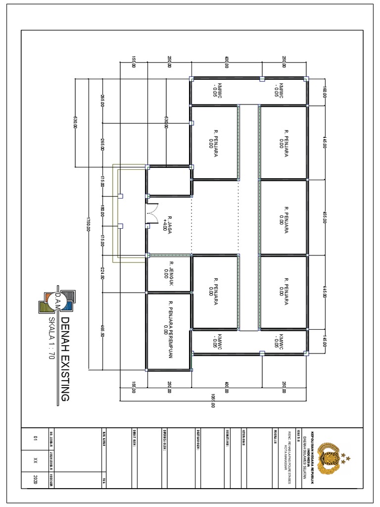 Denah Penjara Existing Skala 1:70 | PDF