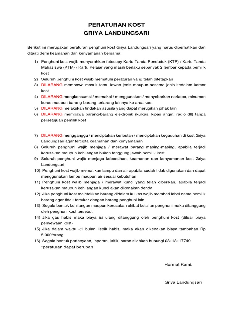 Peraturan Kost | PDF