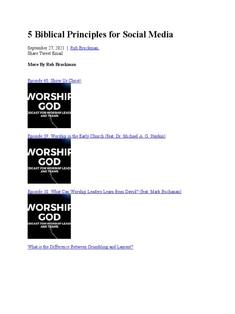 5 Biblical Principles For Social Media | PDF | Jesus | Social Media