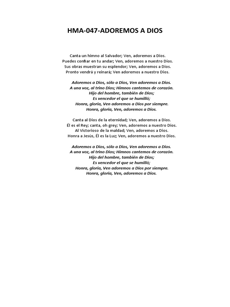 Himno "Adoremos a Dios" | PDF | Religión y espiritualidad