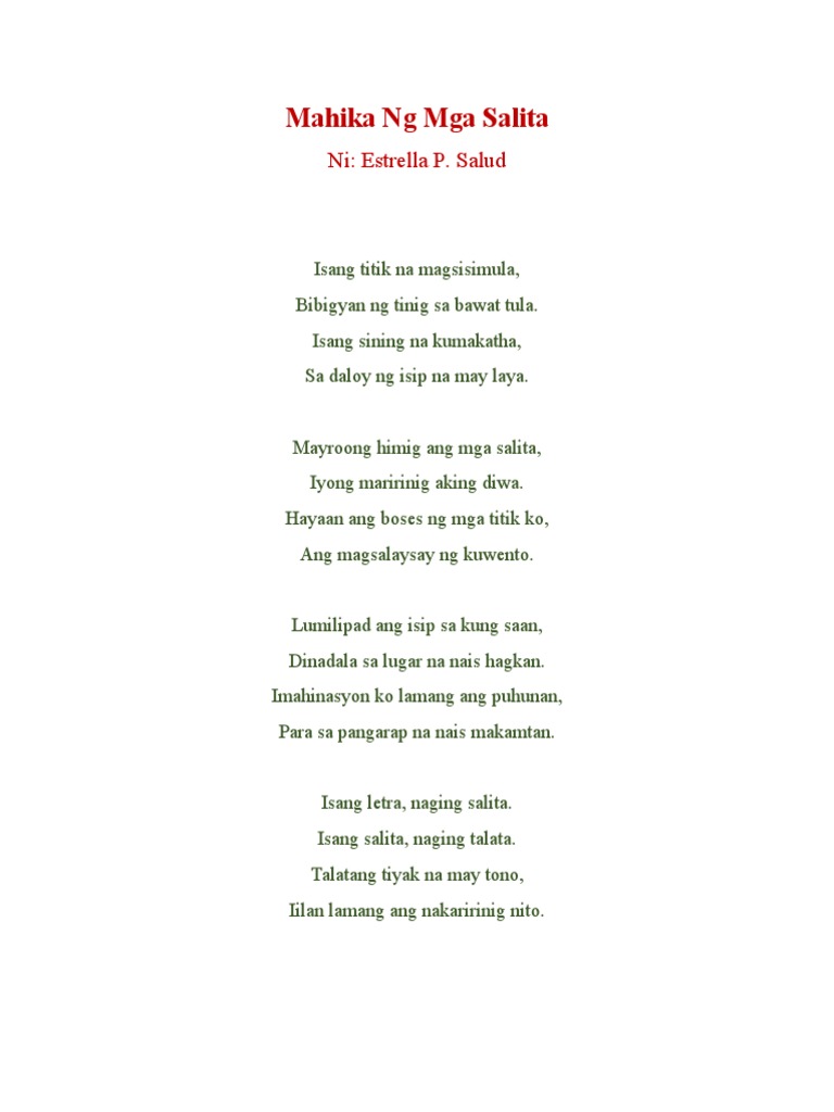 Mahika NG Mga Salita Tula | PDF