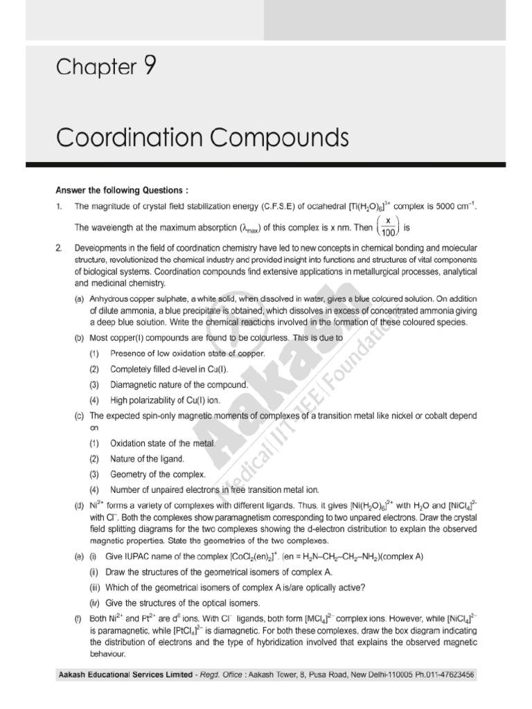 Coordination Compounds | PDF