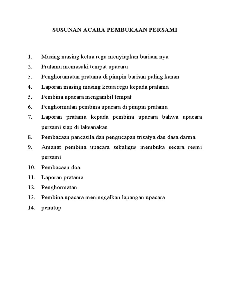 Susunan Acara Pembukaan Persami | PDF | Kajian Bahasa Asing | Seni