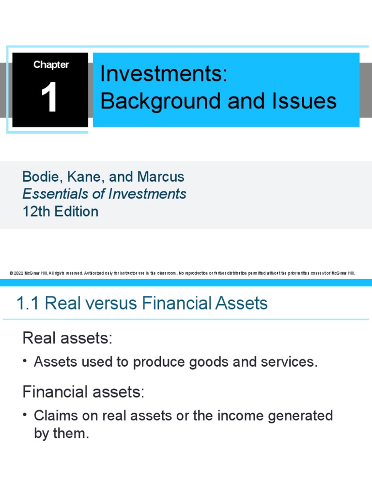 Bodie Essentials of Investments 12e Chapter 01 PPT Accessible | PDF ...