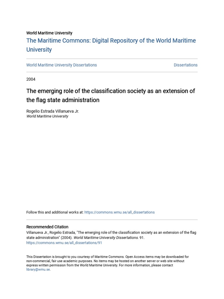 The Emerging Role of The Classification Society As An Extension o | PDF ...