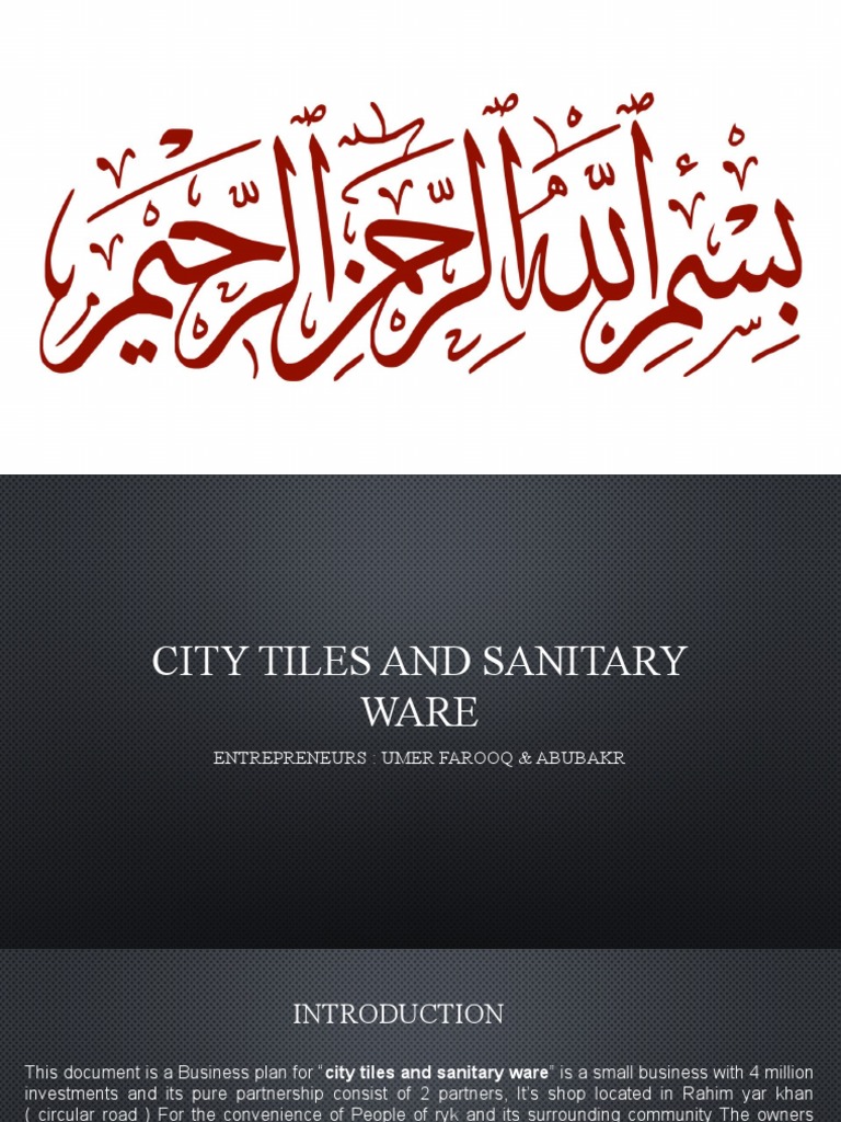 City Tiles & Sanitary Ware Business Plan | PDF | Retail | Inventory