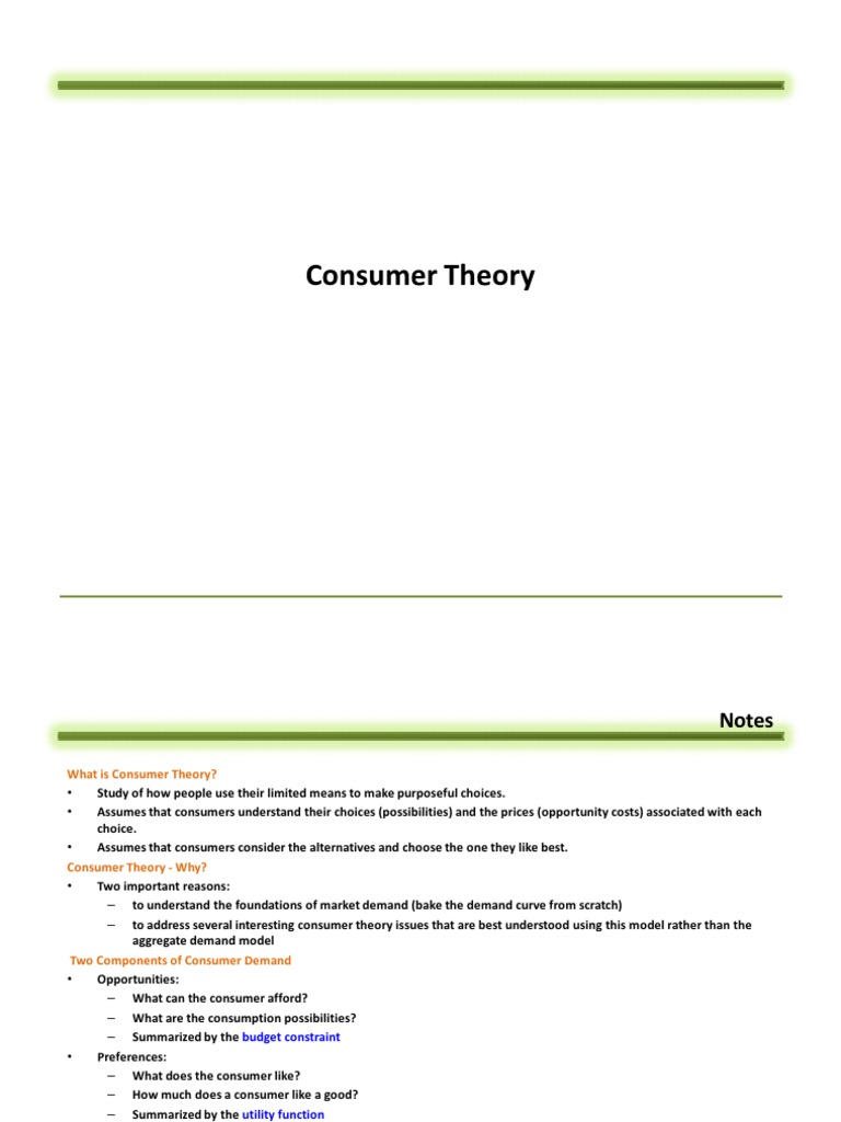 Consumer Theory | PDF | Demand | Scientific Theories