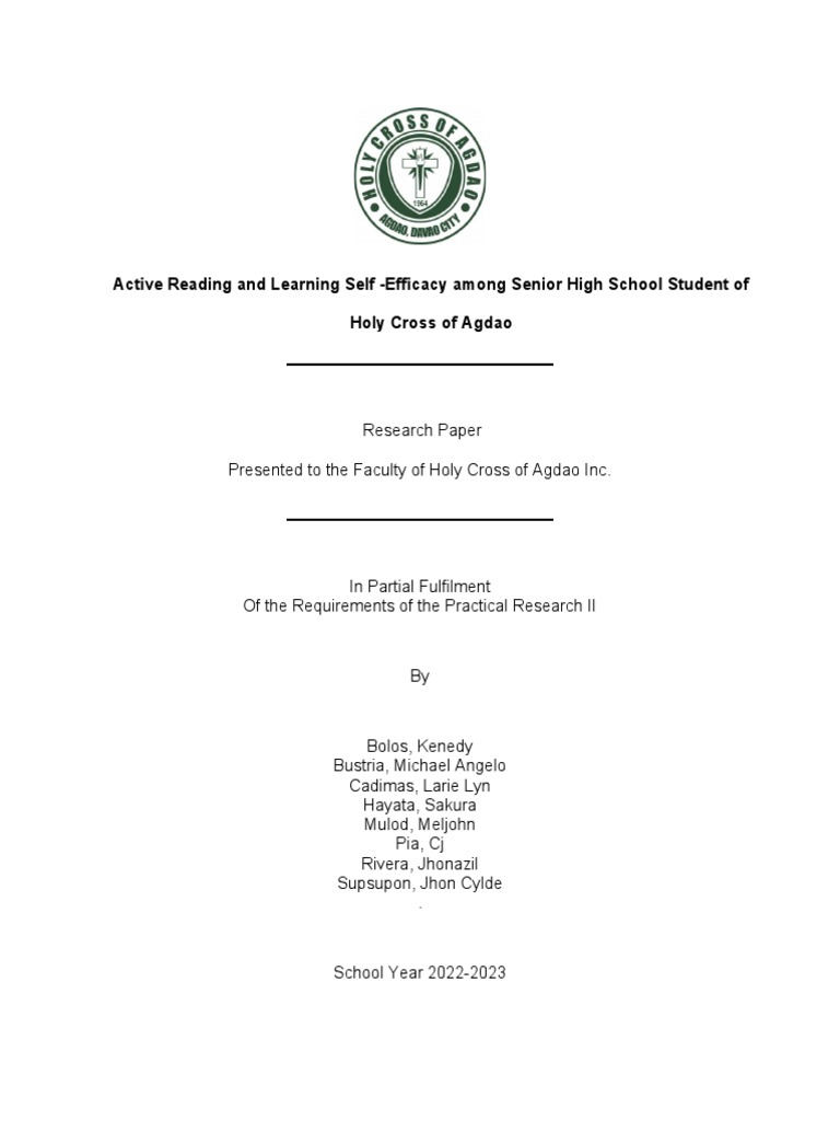 Humss 1 Research | PDF | Self Efficacy | Reading Comprehension