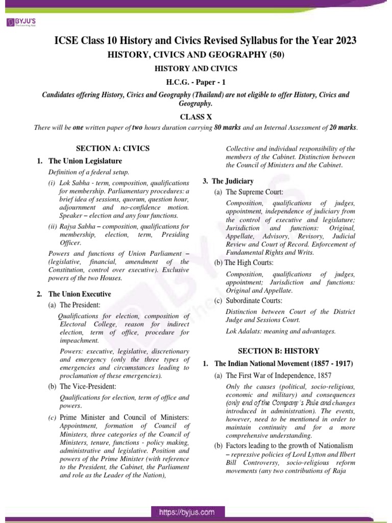 ICSE-Class-10-History-and-Civics Notes | PDF | Legislature | Government