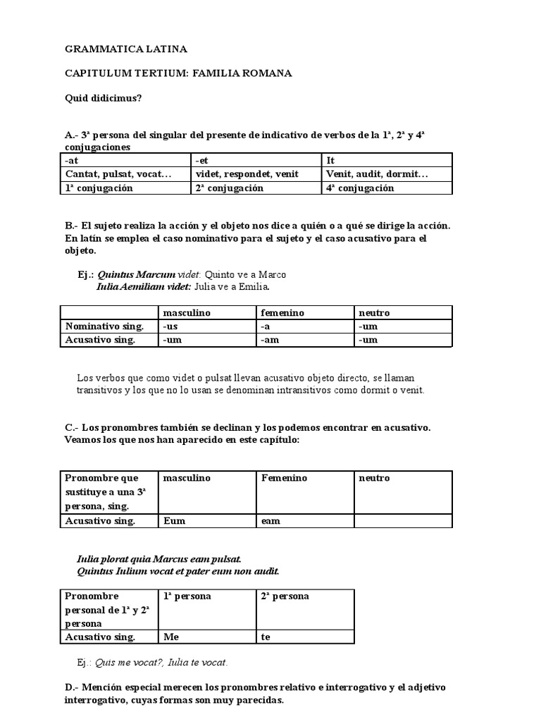 Capítulum III | PDF | Verbo | latín