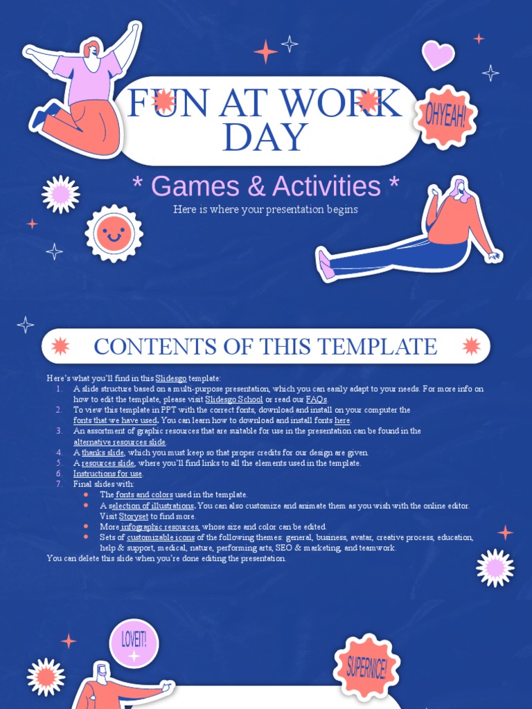 Fun at Work Day Games & Activities by Slidesgo | PDF