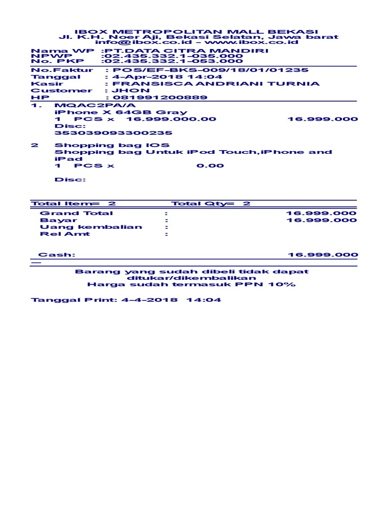 Ibox Erajaya Iphone X Bold | PDF | Pengelolaan Keuangan & Uang