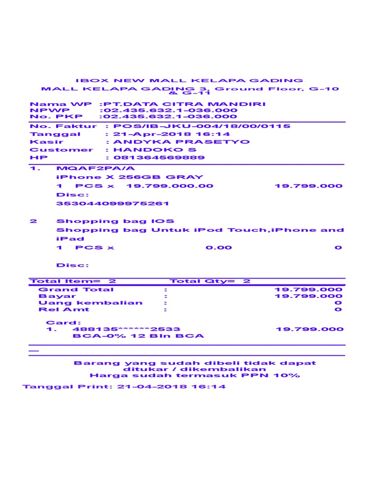 Ibox Erajaya Megastore X 256gb Handoko | PDF | Pengelolaan Keuangan & Uang