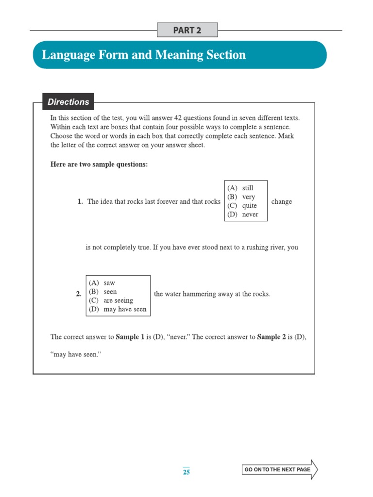 TOEFL Junior - Language Form Test 1.1 | PDF