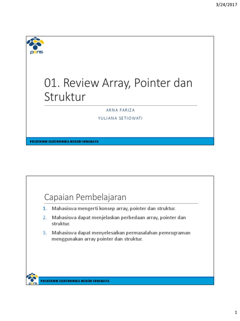01 Review Array, Pointer Dan Struktur | PDF