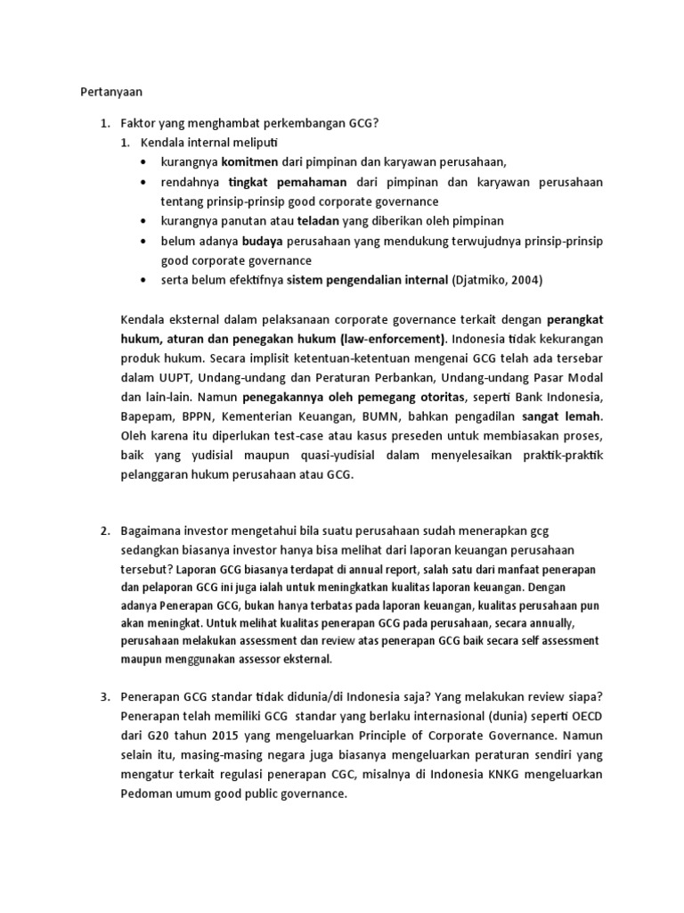 Tantangan dalam Implementasi GCG | PDF