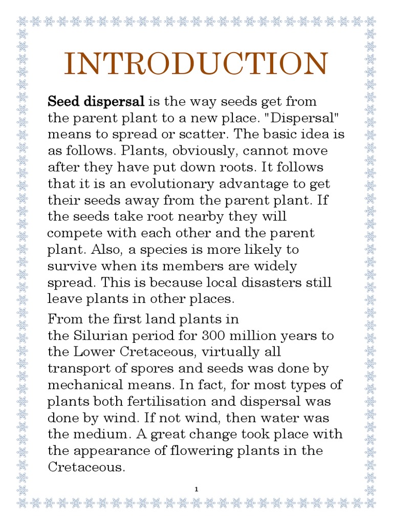 Dispersal - of - Seeds - by - Various - Agencies (Mohan) Final | PDF | Plants | Botany