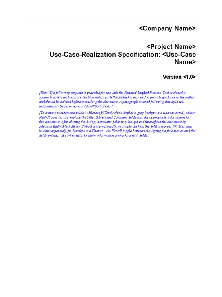 Use-Case Realization Specification: Providing a Detailed Design and Requirements for a Specific ...