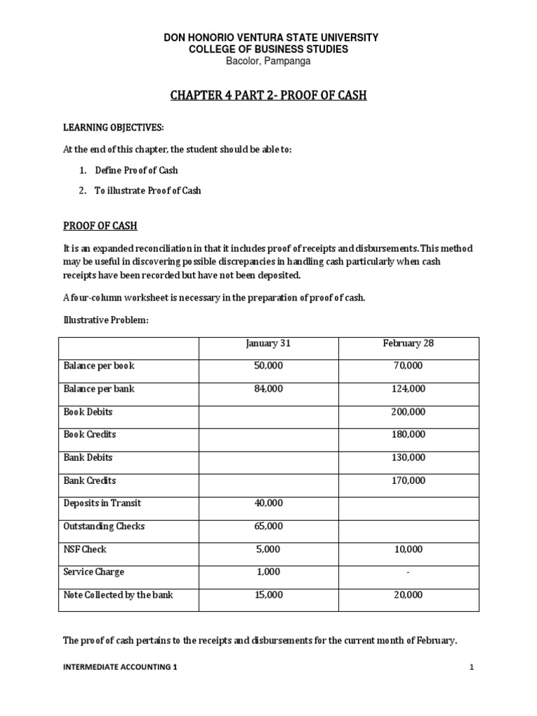 CHAPTER 4 Part 2 - Proof of Cash | PDF | Debits And Credits | Banks