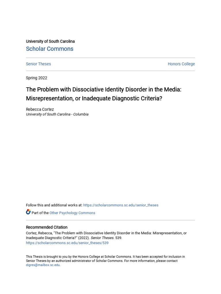 The Problem With Dissociative Identity Disorder in The Media | PDF ...