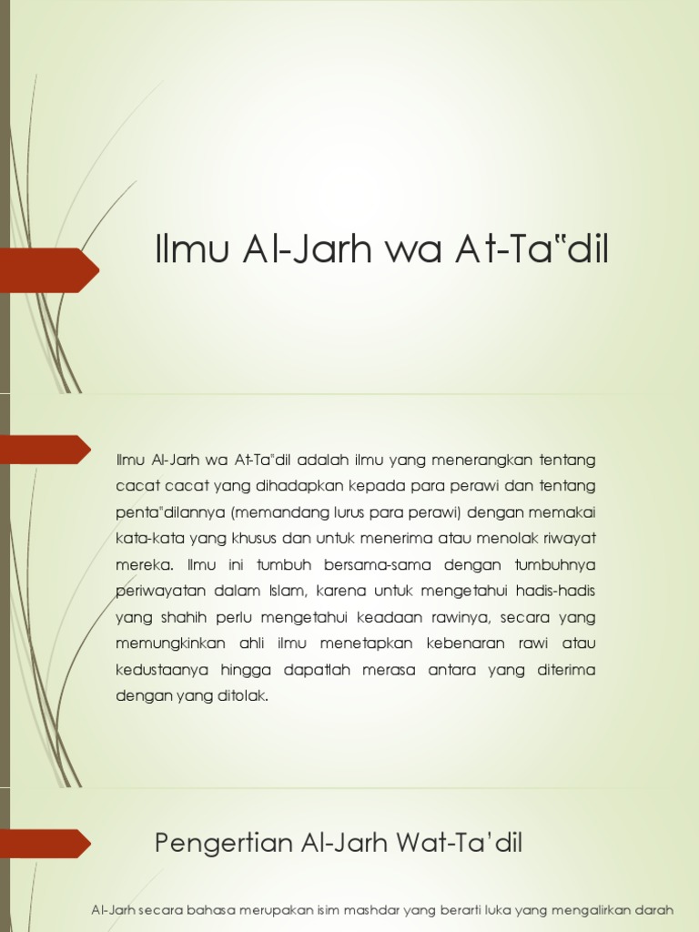 Ilmu Al-Jarh Wa At-Ta Dil | PDF
