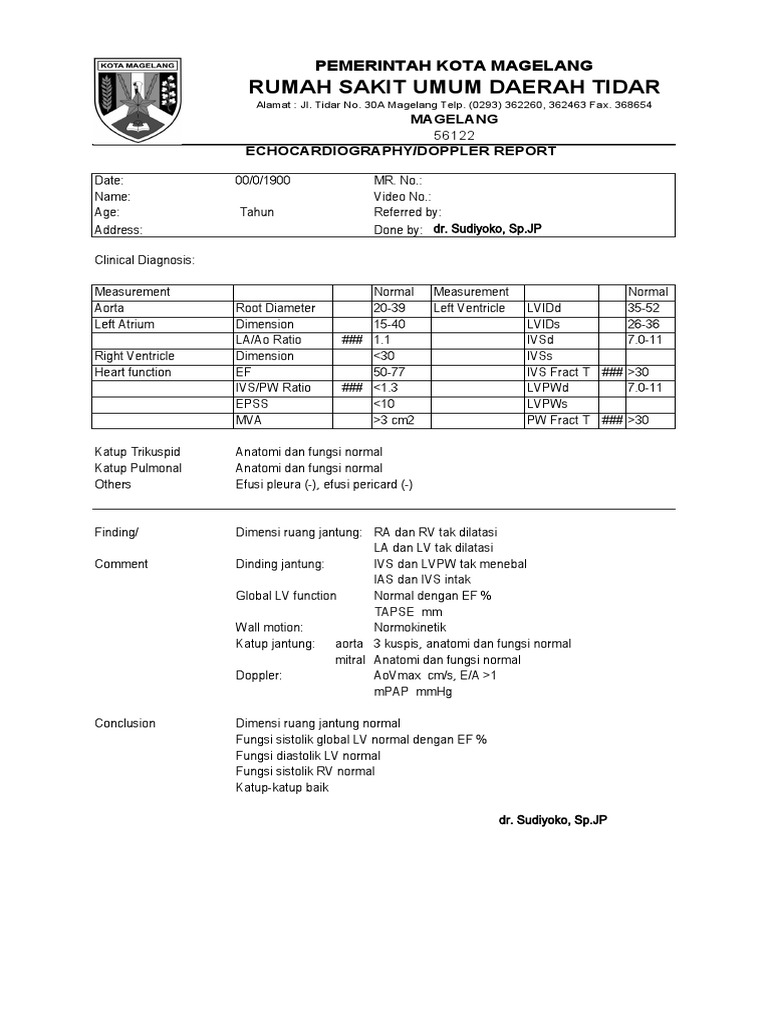 Hasil Echo Jantung Normal dan Fungsi | PDF