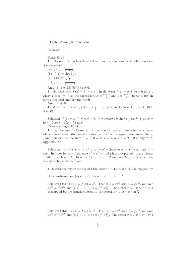 Chapter2 Analytic Functions | PDF | Functions And Mappings ...