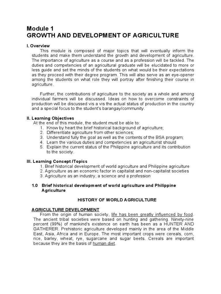 Module No. 1 | PDF | Agriculture | Cereals