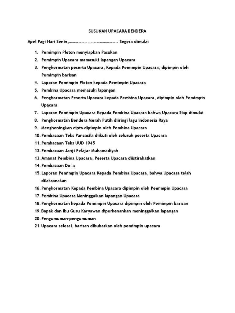 Susunan Acara Upacara, Apel | PDF