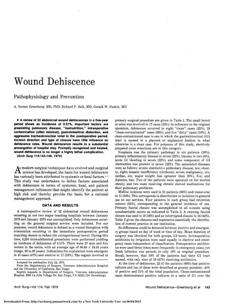 Wound Dehiscence | PDF | Surgery | Anesthesia