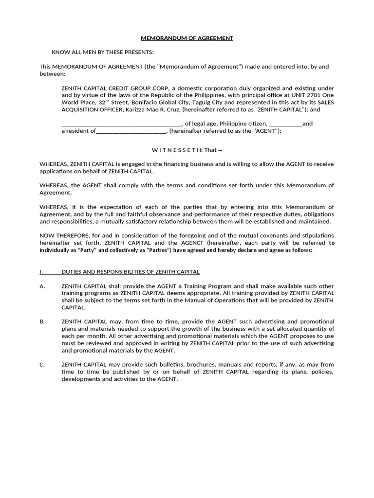 Agent Commission Agreement Overview | PDF | Confidentiality | Employment