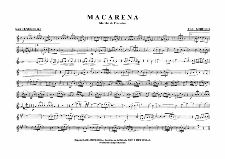 MACARENA - Sax Tenor | PDF