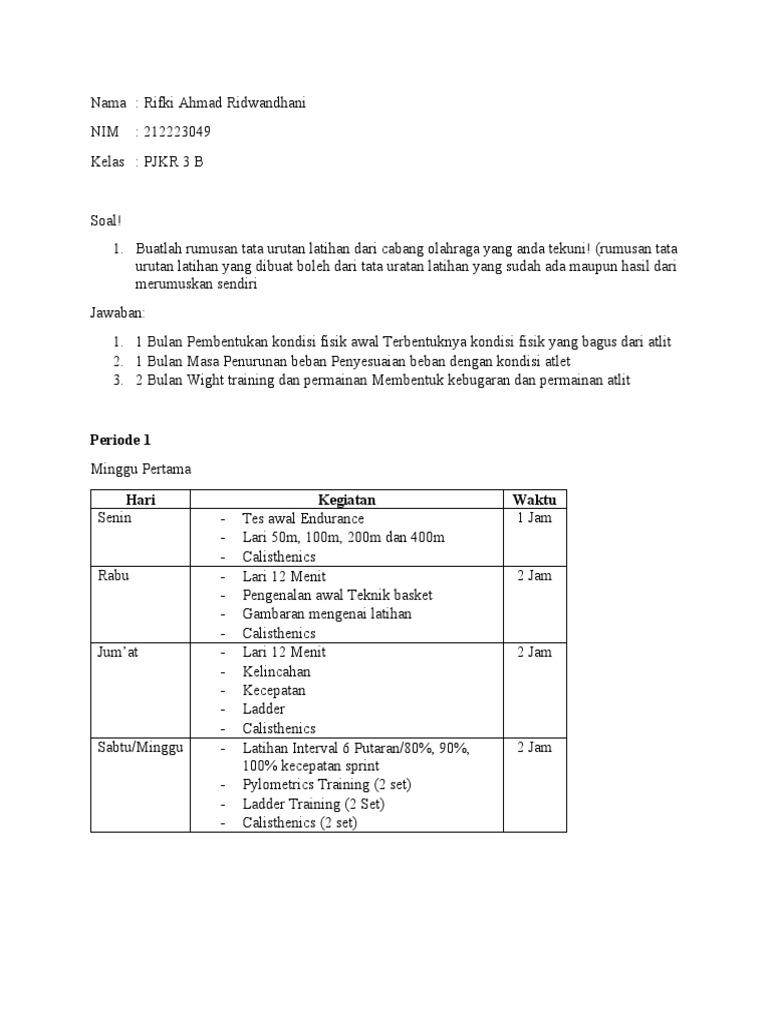 Rifki Ahmad R-Tugas Program Latihan Basket | PDF