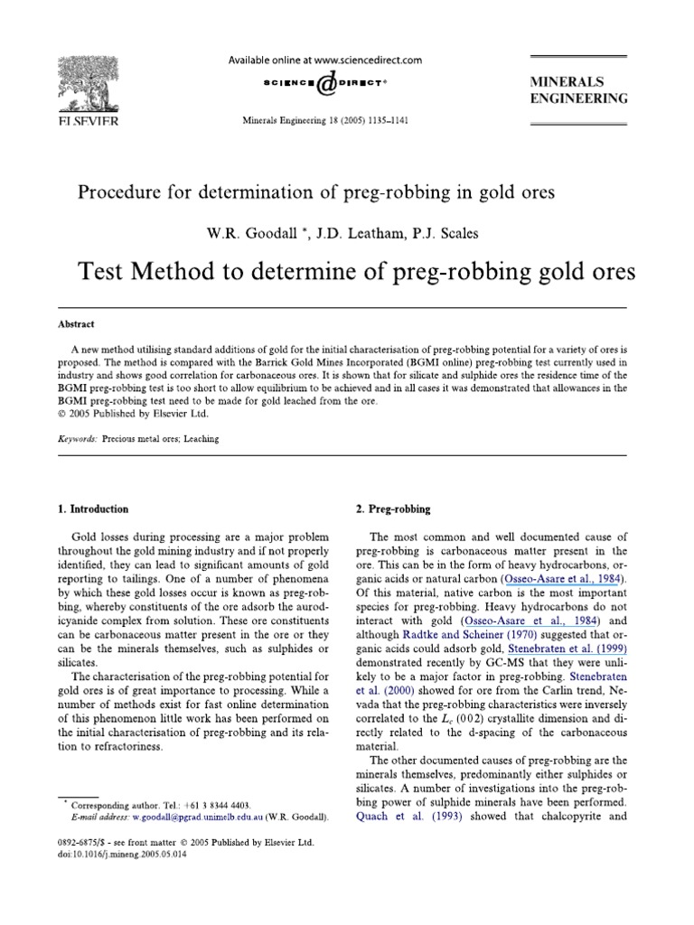 Preg-robbing-Test-Method-Procedure | PDF