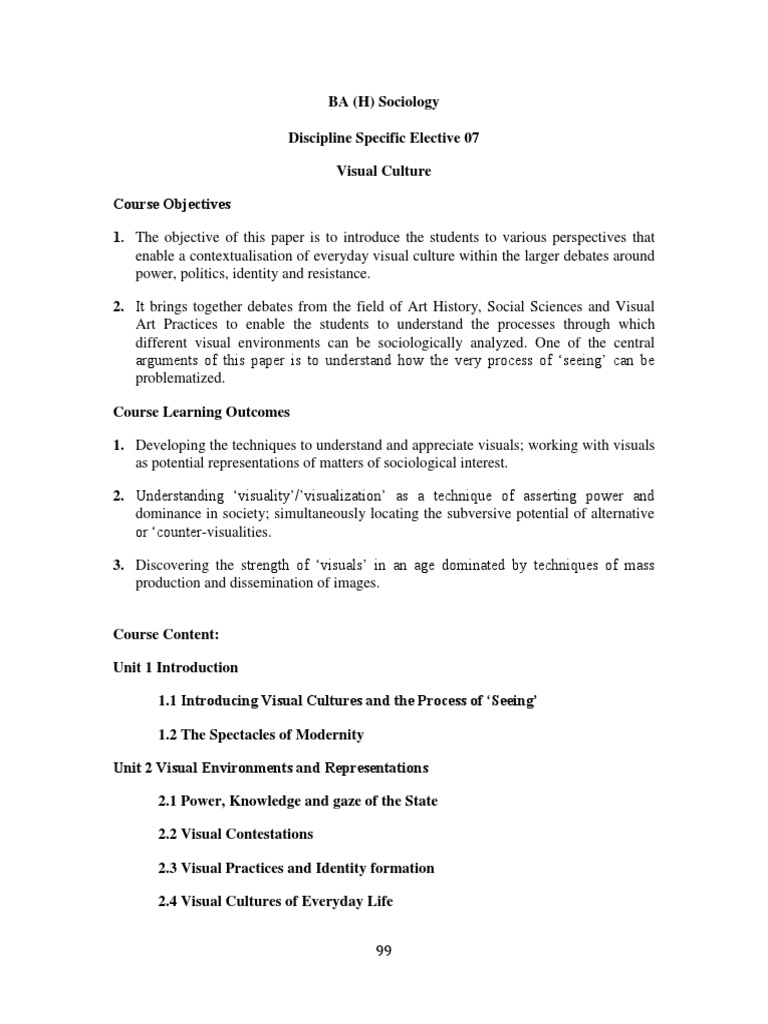 03092019-DSE 07 Visual Culture - Final | PDF | Sociology | Science