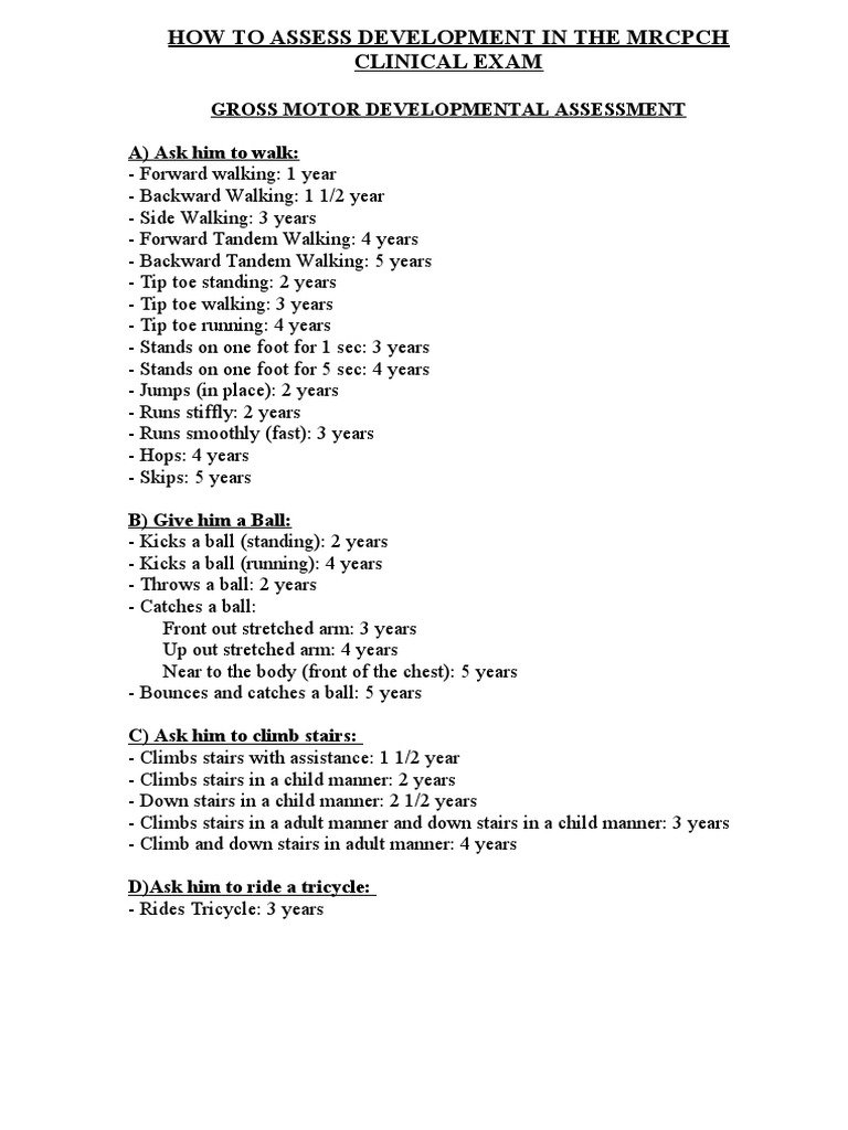 How To Assess Development in The MRCPCH Clinical Exam | PDF | Language ...