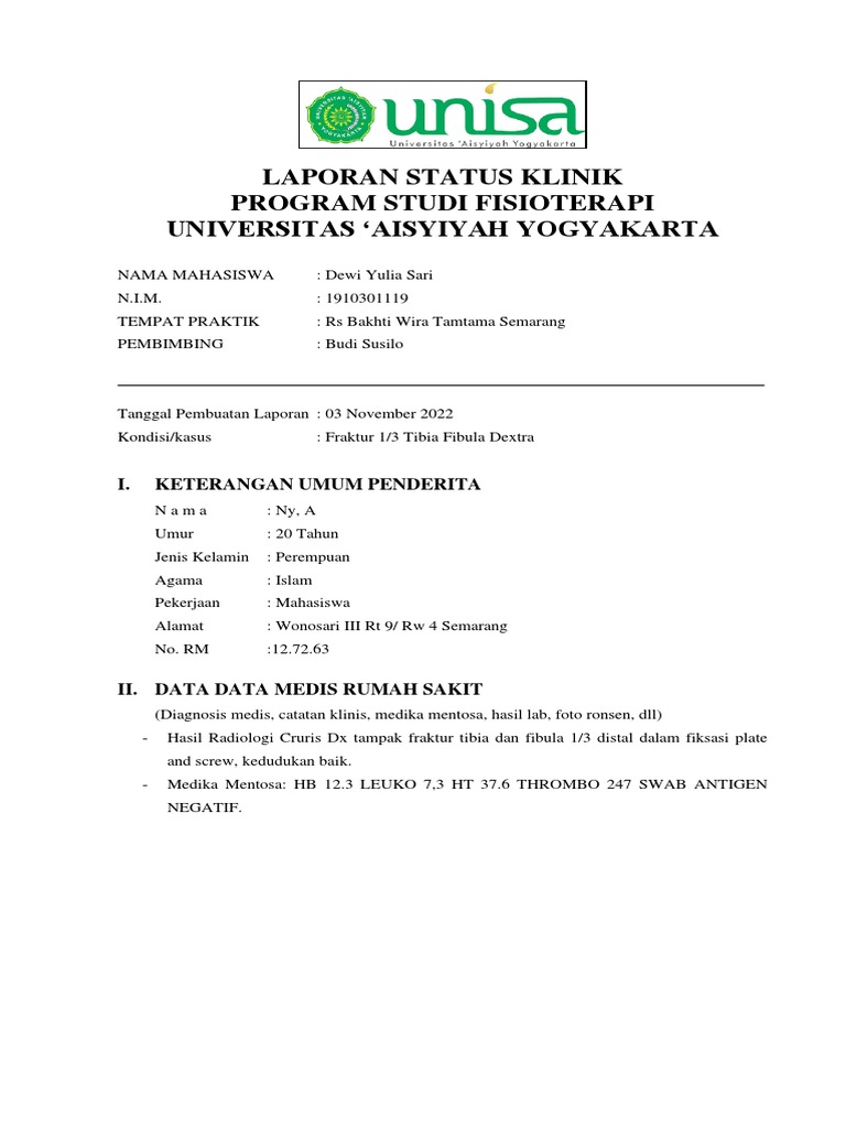 SK (Fraktuk Tibia Fibula Dextra) | PDF