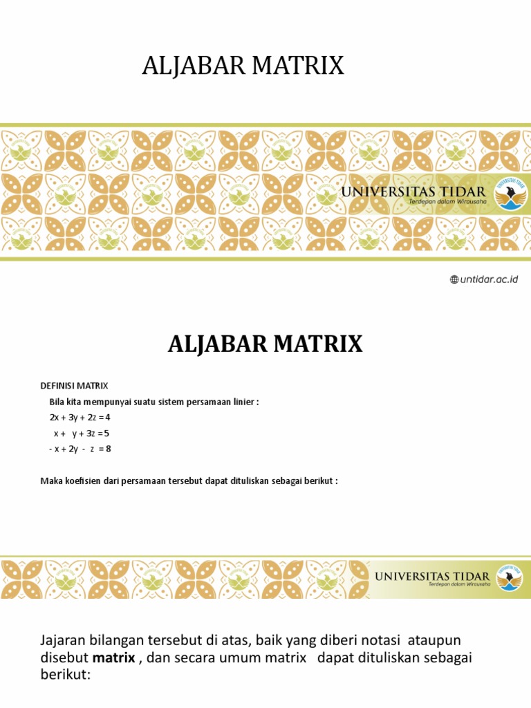 Jenis-jenis Matrix dalam Aljabar | PDF