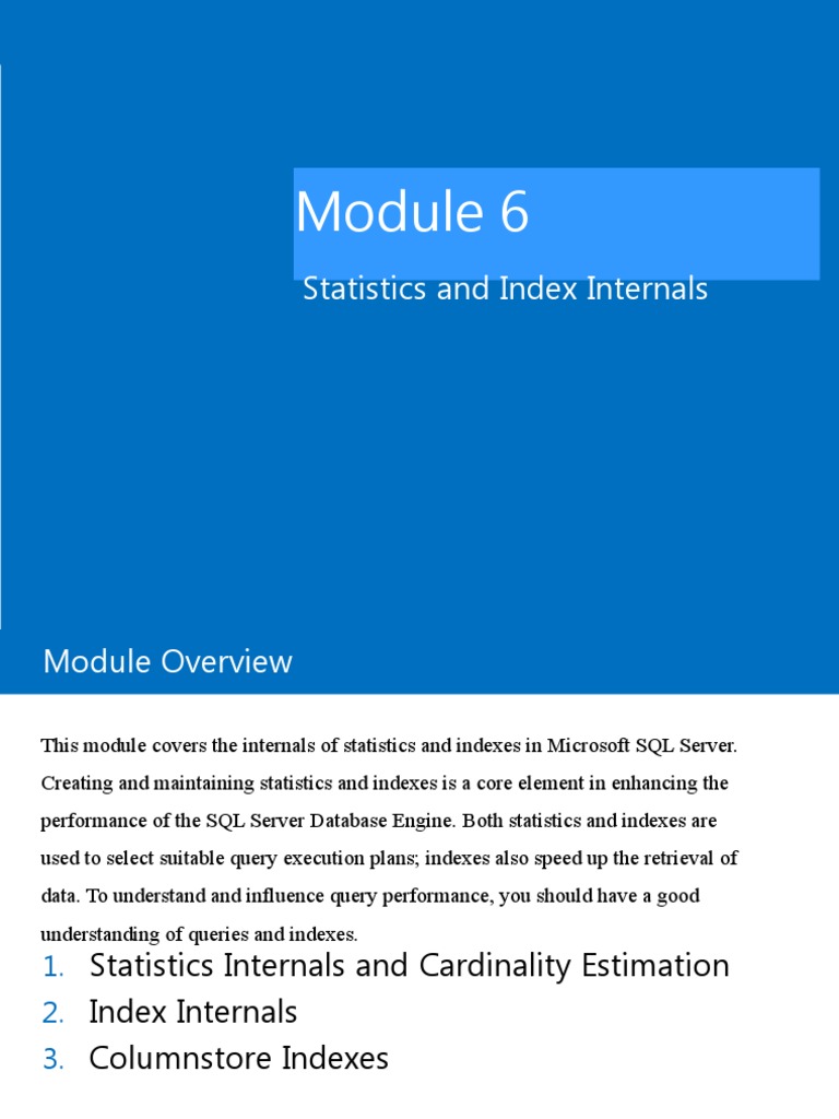 10987C ENU PowerPoint Day 3 | PDF | Database Index | Microsoft Sql Server