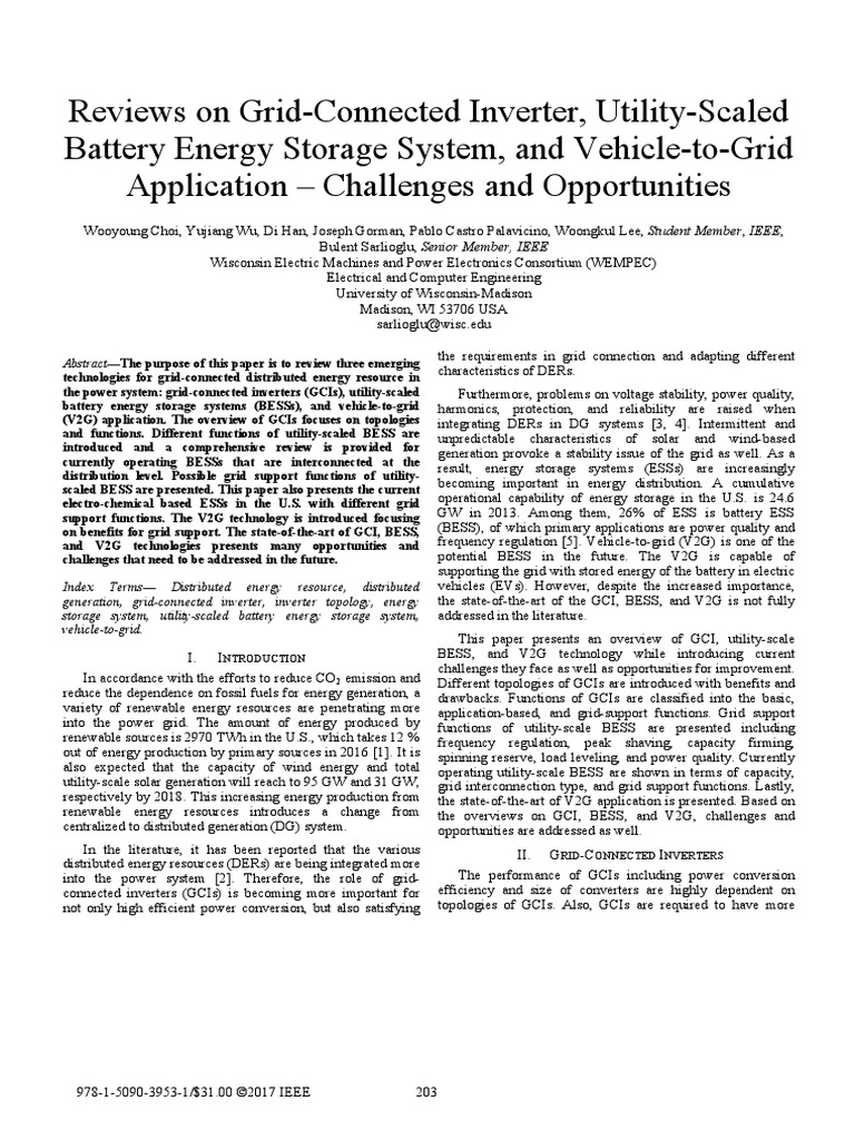 Reviews On Grid-Connected Inverter, Utility-Scaled Battery Energy Storage System, and Vehicle-to ...