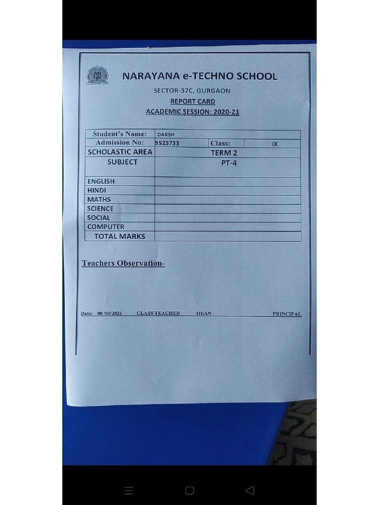 Class IX Marksheet | PDF